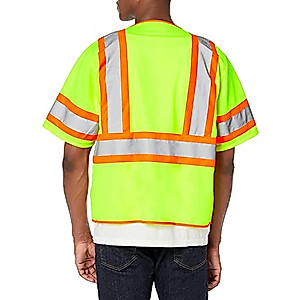 Pioneer Hi Vis Tricot Sleeved Safety Vest - High Visibility Reflective Tape - 4 Pockets - Yellow/Green - for Men & Women
