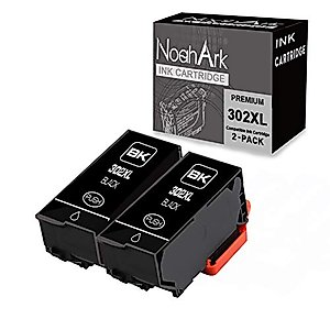 NoahArk 2 Packs 302XL Remanufacture Ink Cartridge Replacement for Epson 302 302XL T302 T302XL High-Capacity use for Epson Expression Premium XP-6000 XP-6100 Printer (2 Black)
