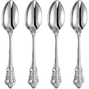 KEAWELL Luxury Dinner Spoon, Set of 4, 18/10 Stainless Steel Tablespoons, Silverware Spoon Set, Mirror Polished, 7.8 Inches (Silver)
