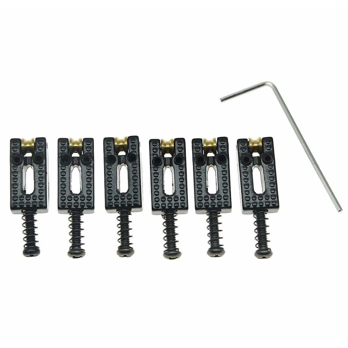 KAISH Pack of 6 Modern Electric Guitar Tremolo Bridge Roller Saddles for Strat or Tele Guitars Black