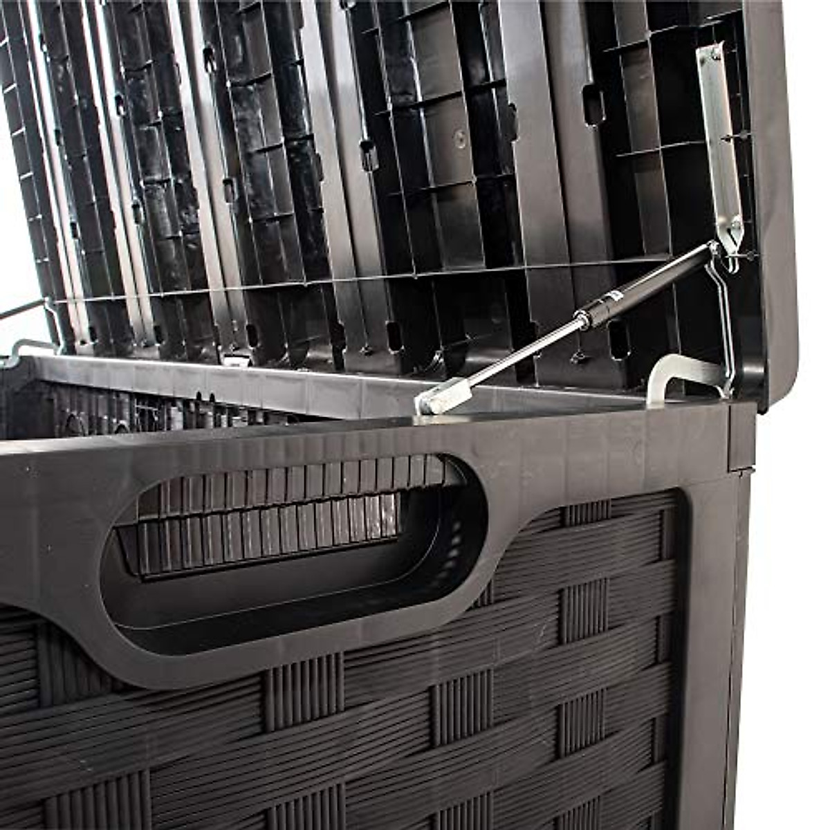 Starplast XXL Sit-On Rattan Style Storage Box: 167.5 Gallon Outdoor Plastic Bin, Weather & Water Resistant, 62.9 x 29.5 x 25 Inches, 2 Colors, 66-811