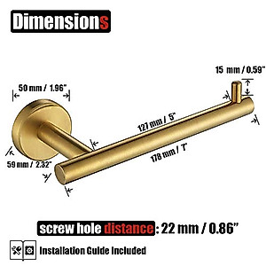 JQK Towel Hook TP Holder Towel Ring 3 Pack, TH100&TPH100&TR130-BG