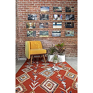 Furnish my Place Moroccan Diamond Rug - 7 ft. 8 in. x 11 ft, Rust, Geometric, Accent Rug with Transitional Style