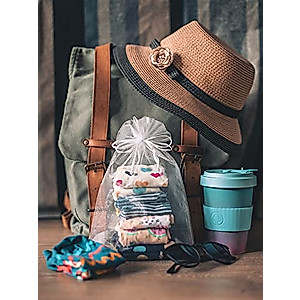 CREATIVE ORGANZA Bags 100Pcs 8x12 inch Large White Gift Pouch with Satin Drawstring Wedding Party Favors Jewelry Cosmetics DIY