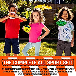 Nerf Mini Foam Sports Ball Set - Foam Football, Soccer Ball + Basketball Set Soft Foam Sports Set for Kids - Multicolor