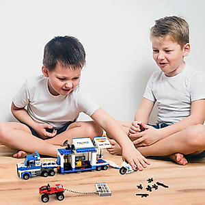 City Police Mobile Command Center Truck Building Blocks Kit Toys, Police Vehicles Series Prison Break Jail Set with Action Cop Motorbike, ATV, Arms Play Set for Boys and Kids Age 5+ (483 Pieces)