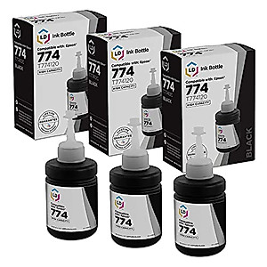 LD Products Compatible Ink Bottle Replacement for Epson 774 T774120 High Capacity (Black, 3-Pack)