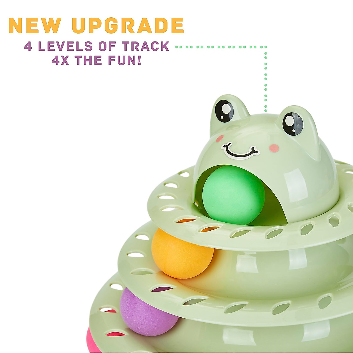 Gefryco Cat Toys 4-Tier Roller Track, Turntable Cat Tower Toy with Colorful Chase Balls, Multi-Level Interactive Cat Toys for Bored Indoor Adult Cats, Fun Puzzle Kitten Exercise Toys Self Play(Green)