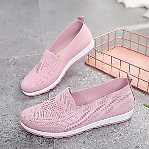 Rodam Women Solid Color Flat Shoes Comfortable Slip On Walking Shoes Breathable Stylish Ladies Comfy Anti Slip Tennis Shoes for Orthopedic Arthritis Bunions Knee Pain Relief (Purple, 8)