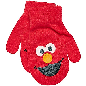 Sesame Street Elmo Hat and 2 Pair Mittens Cold Weather Set, Toddler Boys Age 2-4