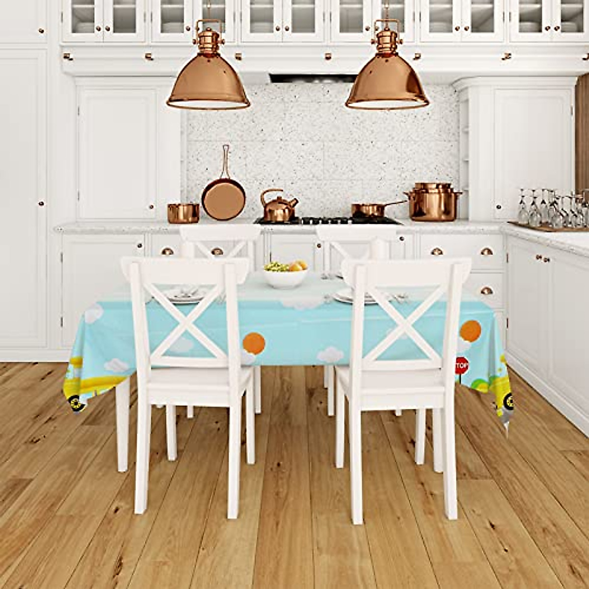 NUOBESTY School Bus Tablecovers Welcome Back to School Tablecloth School Bus Party Table Runner Decorative Table Cover