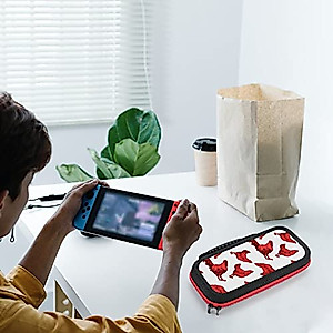 Red Hens and Cock Portable Travel Carry Case Hard Shell Pouch with Pockets Storage Bag for Switch Console Game and Slots Cards Accessories