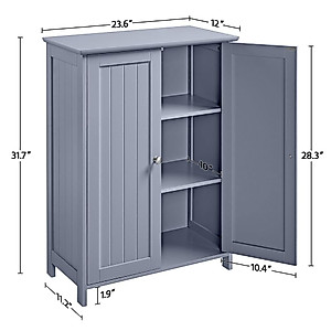 Topeakmart Bathroom Floor Cabinet Double Doors Free-Standing Storage Cabinet with Adjustable Shelves, Anti-toppling Design, Espresso