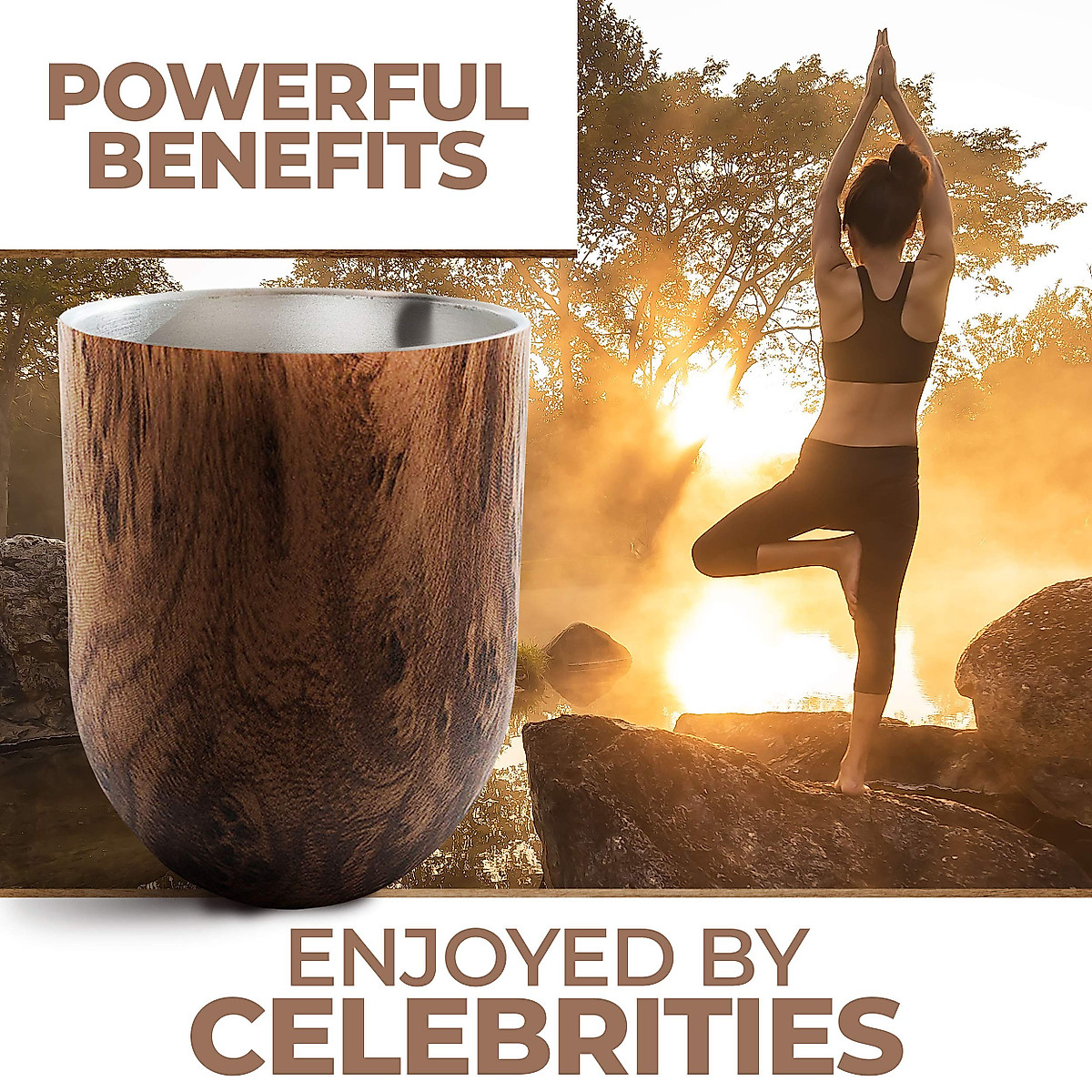 Norte Yerba Mate Cup Set Natural Brown (Mate Gourd - 12 Ounces), Includes Bombilla (Yerba Mate Straw), Lid & Cleaning Brush, 18/8 Stainless Steel Double-Walled Tea Cup, Easy to Clean