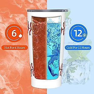 IYERSKD Baseball Lace 20 oz Stainless Steel Tumbler Vacuum Insulated Leakproof Travel Mug for Car Office Gym