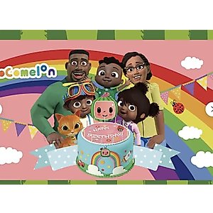 Coco Friends Cody Family Backdrop 7x5ft Decoration Party Theme, Table Big Photo Moment for Table, Black Melon Shower Decor, Kids tv Show Party (Orange/Green)