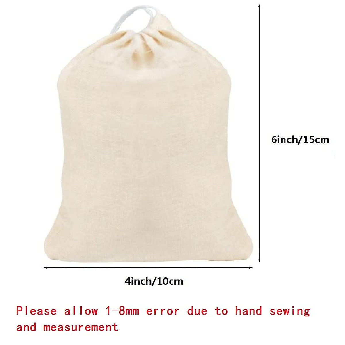 Tayfremn 100Pcs Cotton Drawstring Bags, Reusable Muslin Bag Natural Cotton Bags with Drawstring Produce Bags Bulk Gift Bag Jewelry Pouch for Party Wedding Home Storage, Natural Color (4 x 6 Inches)