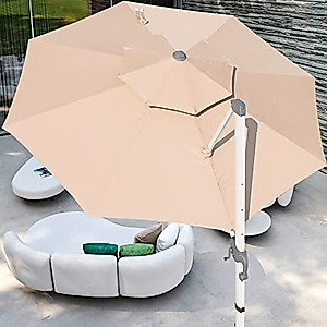 Mojia 11 FT Cantilever Patio Umbrella with Cross Base and Cover Included - 360° Rotation Offset Hanging Umbrella Large Heavy Duty Outdoor Umbrella with Easy Tilt for Pool Backyard Deck Garden, Khaki
