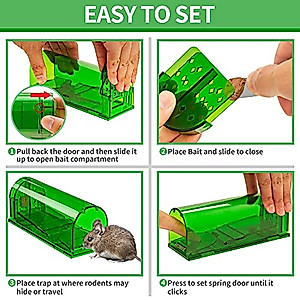 LULUCATCH Mouse Traps 2 Pack, Humane Mouse Trap, Live Catch Release, Easy to Set Live Mouse Traps, Effective Reusable Rat Traps for Indoor/Outdoor Use, Kids/Pets Safe.
