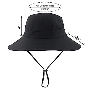 Mukeyo Womens Summer Sun Hat Wide Brim Outdoor UV Protection Hat Foldable Ponytail Bucket Cap for Beach Fishing Hiking Black