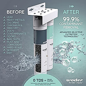 Woder WD-D-20M-ADV-JG BOTH Pre-Sedimentation AND Advanced Filtration Inline Water Filter - Removes Sediment, Sand, Scale, Chlorine, Heavy Metals and Bad Tastes - Quick Connect ¼” JG Fittings - US Made