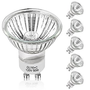 qinghemengxia GU10 Halogen Bulb 120v 50w Halogen Light Bulbs, 2800k Warm White gu10 Dimmable for Track Light Bulbs Glass Cover for Range Hood Light Bulbs Pack of 6