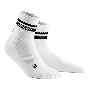 CEP Women's Running Socks - V3, Short Crew, 80'S, White/Black, SM II