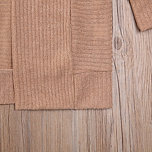 Cutoluca Toddler Baby Girl Knitted Sweater Long Sleeve Cardigan Open Front Coats Fall Winter Kids Solid Long Jacket (Khaki, 6-7 Years)