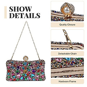 SUKUTU Women Rhinestone Evening Bag MultiColored Dazzling Crystal Clutch Bag Party Bridal Wedding Cocktail Handbag