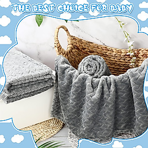 Chumia 4 Pcs Baby Blanket Flannel, Cozy Throw Fuzzy Blanket for Newborn Sherpa Blanket Crib(Light Gray, 24 x 32 Inch)