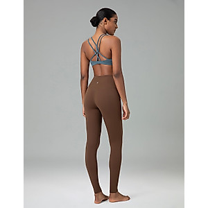 Colorfulkoala Women's Dreamlux High Waisted Workout Leggings 28" Inseam Full Length Yoga Pants (M, Cocoa)