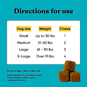 Embark Dog Multivitamin – All-in-1, Vitamins and Supplements for Dogs – Glucosamine, Chondroitin, Joint Support – Skin, Coat, Brain, and Immune Health – Vet-Formulated and All-Natural – 90 Soft Chews