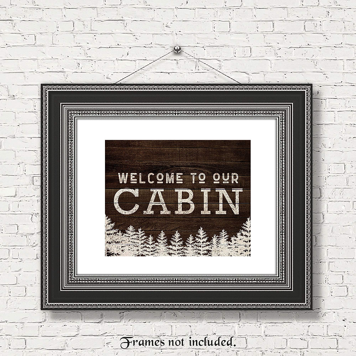 Farmhouse Style Our Cabin Print, 1 (8x10) Unframed Photos, Wall Art Decor Gifts for Home Nature Office Kitchen Mountain Log House Trek Garage School College Student Coach Camper Outdoors Park Ranger