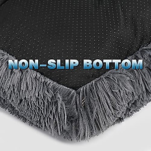 Dog Bed, Plush Soft Pet Mat Pad & Furniture，Washable Anti-Slip Dog Crate Bed for Large Medium Small Dogs and Cats (36"x23.5", Grey)