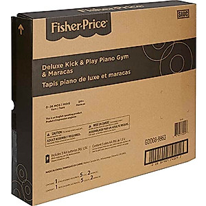 Fisher-Price Baby Playmat Deluxe Kick & Play Piano Gym & Maracas With Smart Stages Learning Content, 5 Linkable Toys & 2 Soft Rattles [Amazon Exclusive]