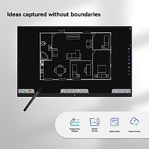 TIBURN R1 75" Smart Board, Touchscreen Display, 4K UHD Interactive Whiteboard, Touch Screen Interactive Smart Whiteboard for Classroom and Businesses(Board + Stand)