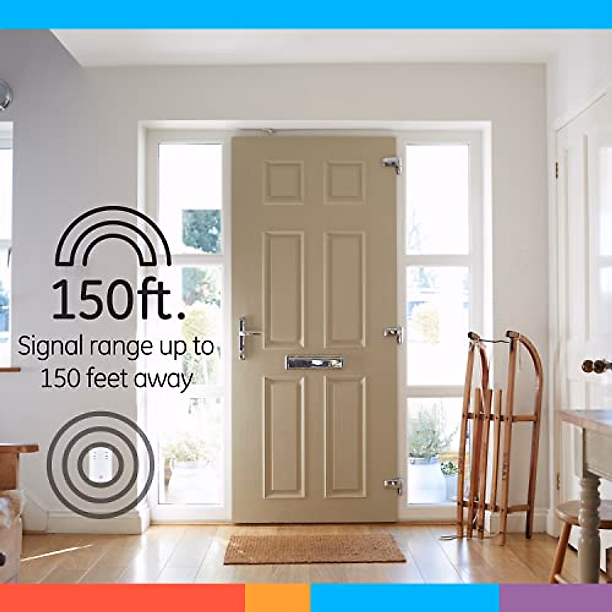 GE Wireless Doorbell Kit, Plug-In Receiver, 1 Push Buttons Door Bell, 2 Melodies Doorbell Chime, 4 Volume Levels, Classroom Doorbell, 150 Ft Range, White, 19298