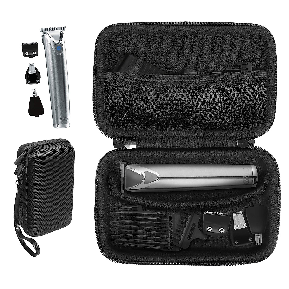 Alltravel case for Wahl Stainless Steel Lithium Ion+, Ion 2.0+ Beard and Nose Trimmer Model 9818, Andis 32475 Trimmer All in one Consolidation Solution for Trimmer, Clipper, Shaver, Comb and Others