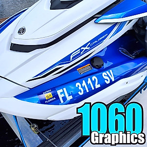 1060 Graphics 3" x 24" Custom Registration Numbers OR Boat Names (Two Sets) Marine Vinyl Sticker Decals