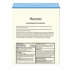 Aveeno Soothing Bath Treatment with 100% Natural Colloidal Oatmeal for Treatment & Relief of Dry, Itchy, Irritated Skin Due to Poison Ivy, Eczema, Sunburn, Rash, Insect Bites & Hives, 8 ct.