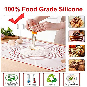 Large Silicone Pastry Mat Non Stick,Non Slip Baking Mat with Measurement Fondant Mat, Counter Mat, Dough Rolling Mat, Oven Liner