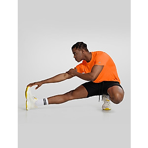 Zengjo Mens Athletic Shirts Short Sleeve Fitted Moisture Wicking Quick Dry(Neon Orange,L)