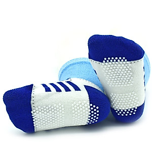 Fly love 6 Pairs Baby Socks Non-Slip Anti Slip Toddler Socks Grips for Baby Boys Girls Ankle Crew Cotton Socks With Gift Box (Style A)