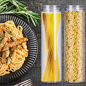 GRZJOPP 6Pcs Spaghetti Pasta Storage Containers with Lids,Tall Clear Pasta Storage Containe for Noodles Flour Cereal Sugar Beans, Spaghetti Pantry Container