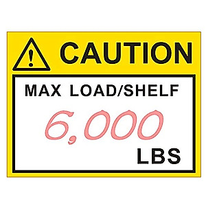 Pallet Rack Capacity Label, 3×4″ (76.2×101.6mm) Caution Max Load/Shelf LBS, Industrial Strength Warehouse Cross Beam Safety Warning Self-Adhesive PVC Sticker, British Unit, BU_A_1, Pack of 100 PCS