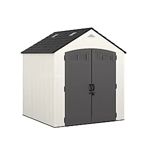 Suncast 7' x 7' Ridgeland Storage Shed for Large-Scale Yard Storage, All-Weather Outdoor Storage Shed with 2 Lockable Doors and Windows