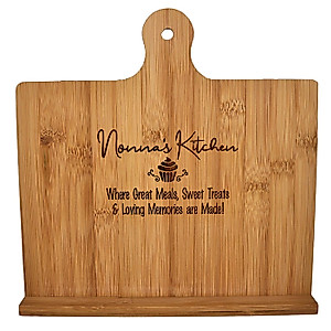 Nonna Gift Cookbook Stand Recipe Holder - Custom Engraved Bamboo Cutting Board Foldable Chef Easel Metal Hinges Kickstand iPad Tablet Compatible Christmas Birthday Kitchen Decor Design (10.25x10.25)