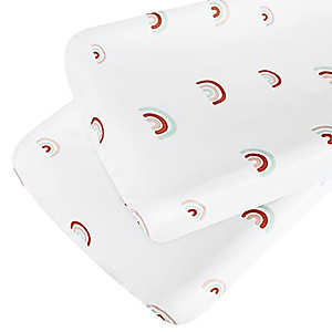 Rainbow Changing Pad Cover 2 Pack Diaper Changing Table Pad Covers 32”x17”x5.5” for Standard Baby Changing Pads Universal Microfiber Soft Cradle Sheets for Baby Boys Girls