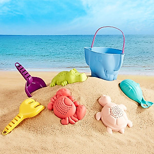 hahaland Beach Toys for Toddlers 1-3 - Sand Toys for Toddlers 1-3, Baby Bucket Rake Shovel Set, Bath Water Outdoor Toys for Toddlers 1-3 Boys Girls, Travel Toys for 1 Year Old Toddler Toys Age 1-2
