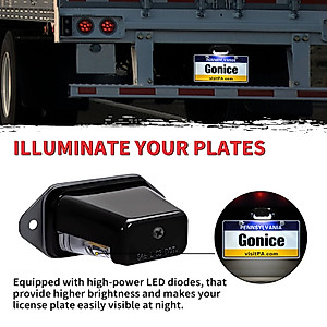 Gonice Super-Bright LED License Plate Light - 6-SMD Universal Fit for Truck Trailer Van RV SUV Boat - Under Hood Light - DOT Compliant, 12V-24V DC Waterproof